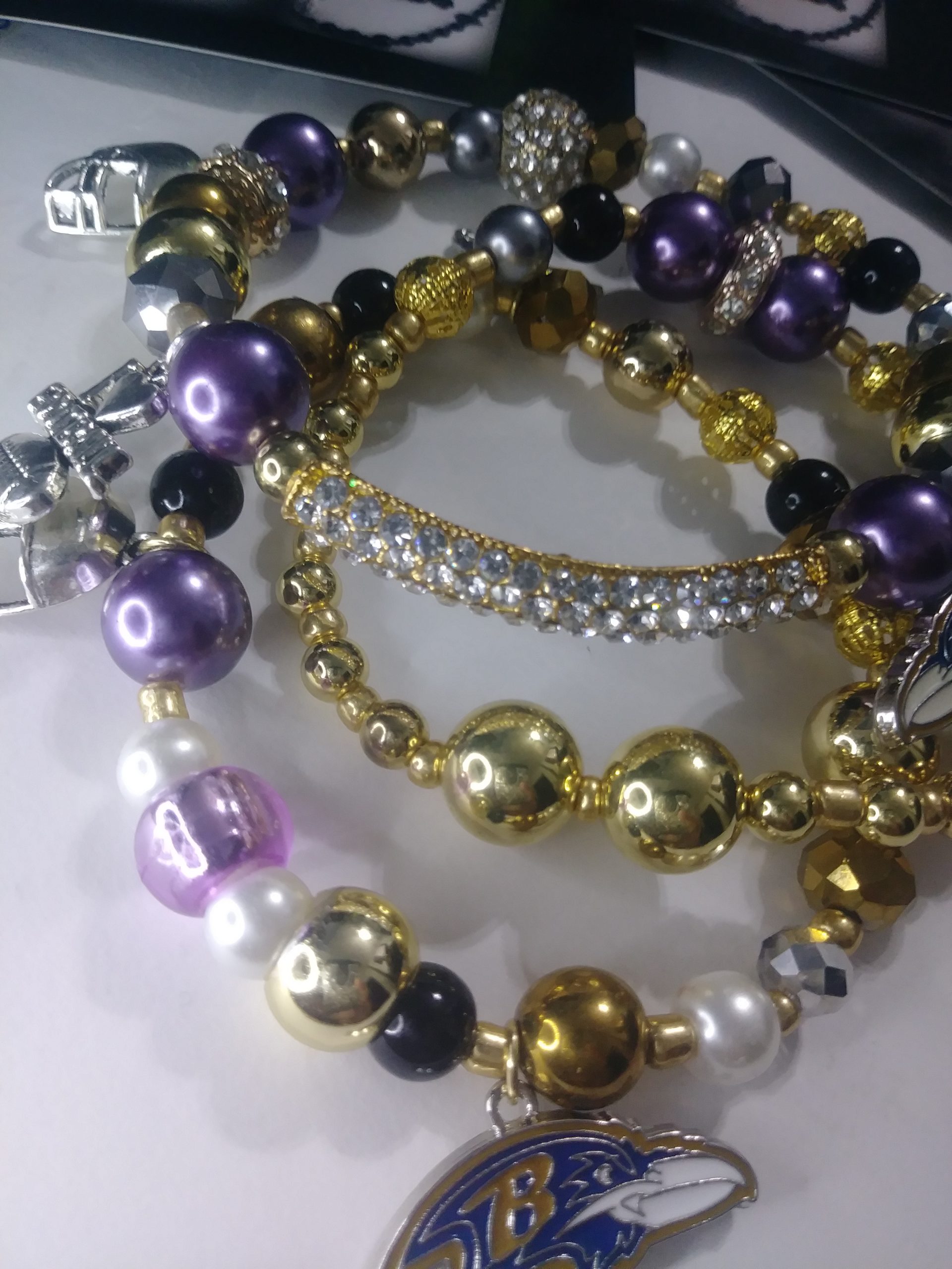 "Baltimore Ravens" Viva La Bling 3 stack 10 – Beaded By Hope